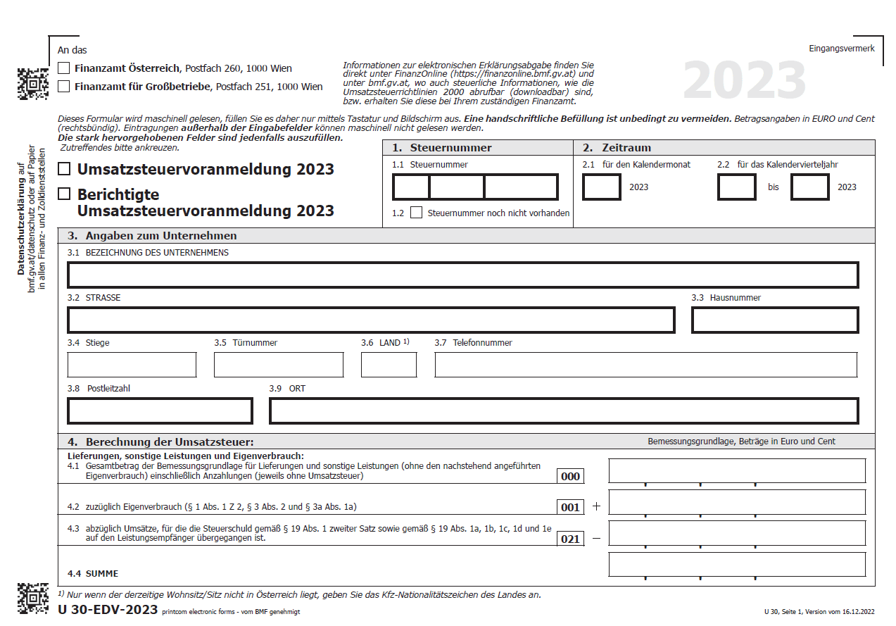 Umsatzsteuer-Voranmeldung 2023 | ProSaldo.net